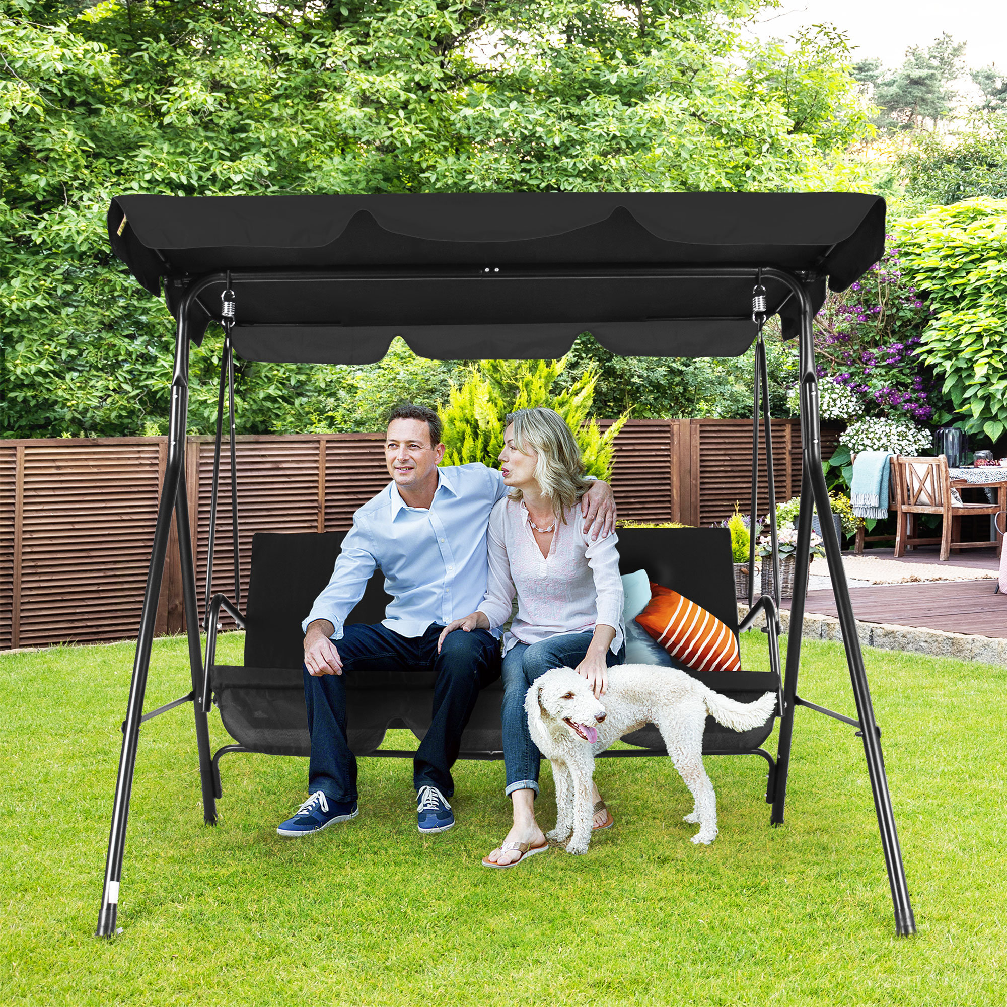 3 person garden swing store